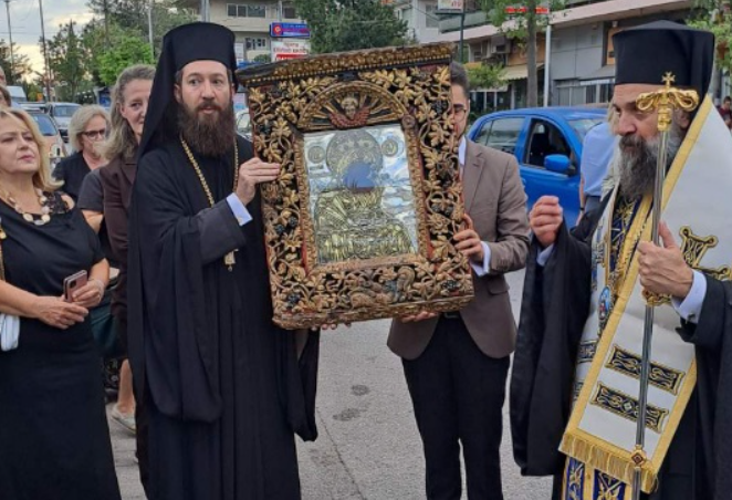 Υποδοχή Ιεράς Εικόνος Παναγίας "Χοζοβιωτίσσης" εξ Αμοργού στον Ι. Ναό ...